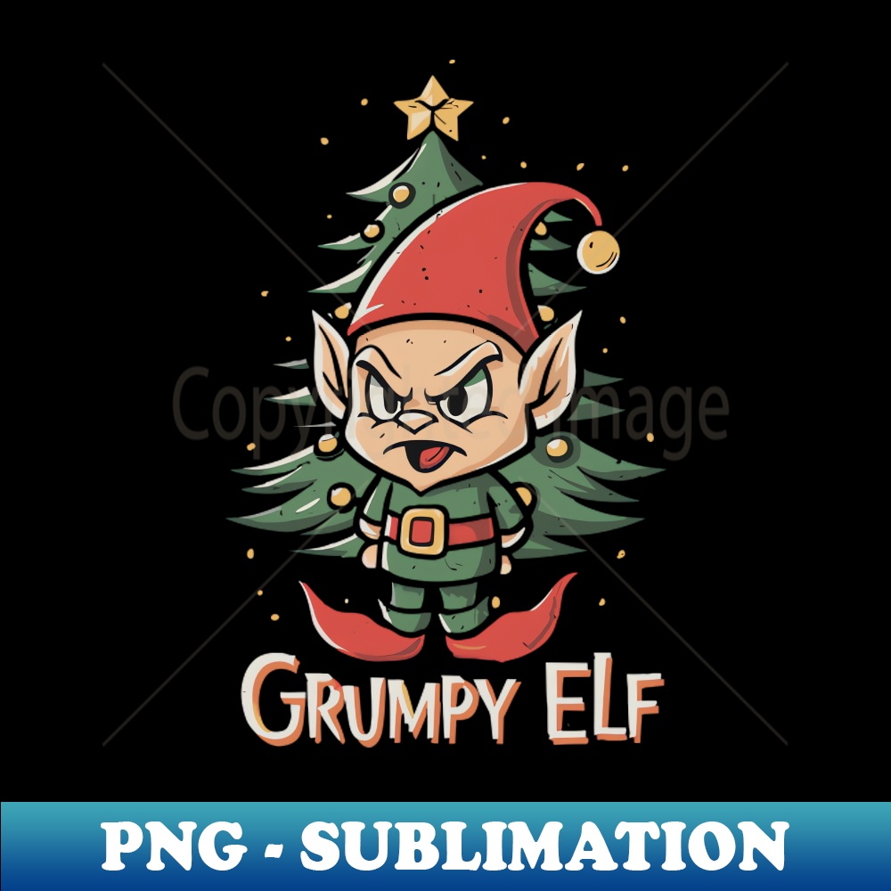 Grumpy Christmas Elf in front of a Christmas Tree Design - P | Inspire ...