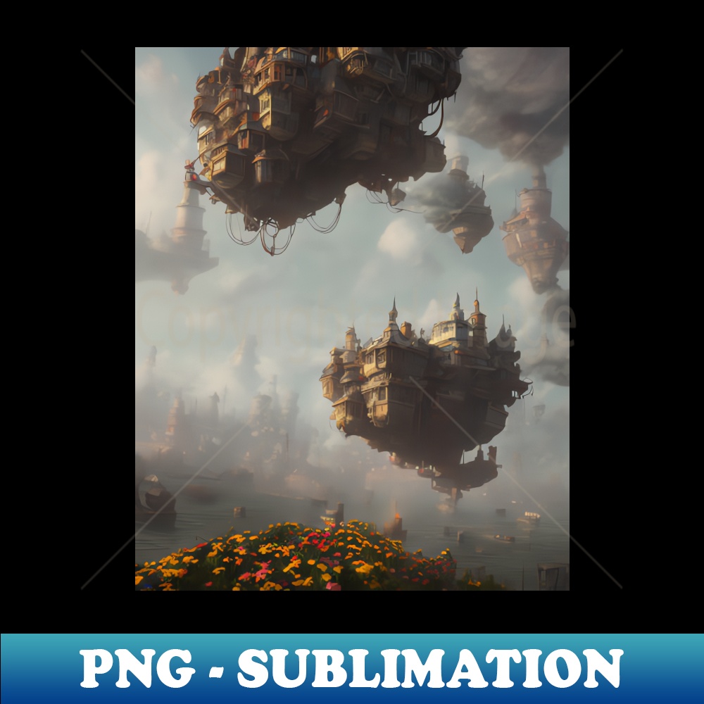 Floating Abstract city With Colorful flowers - High-Quality | Inspire ...