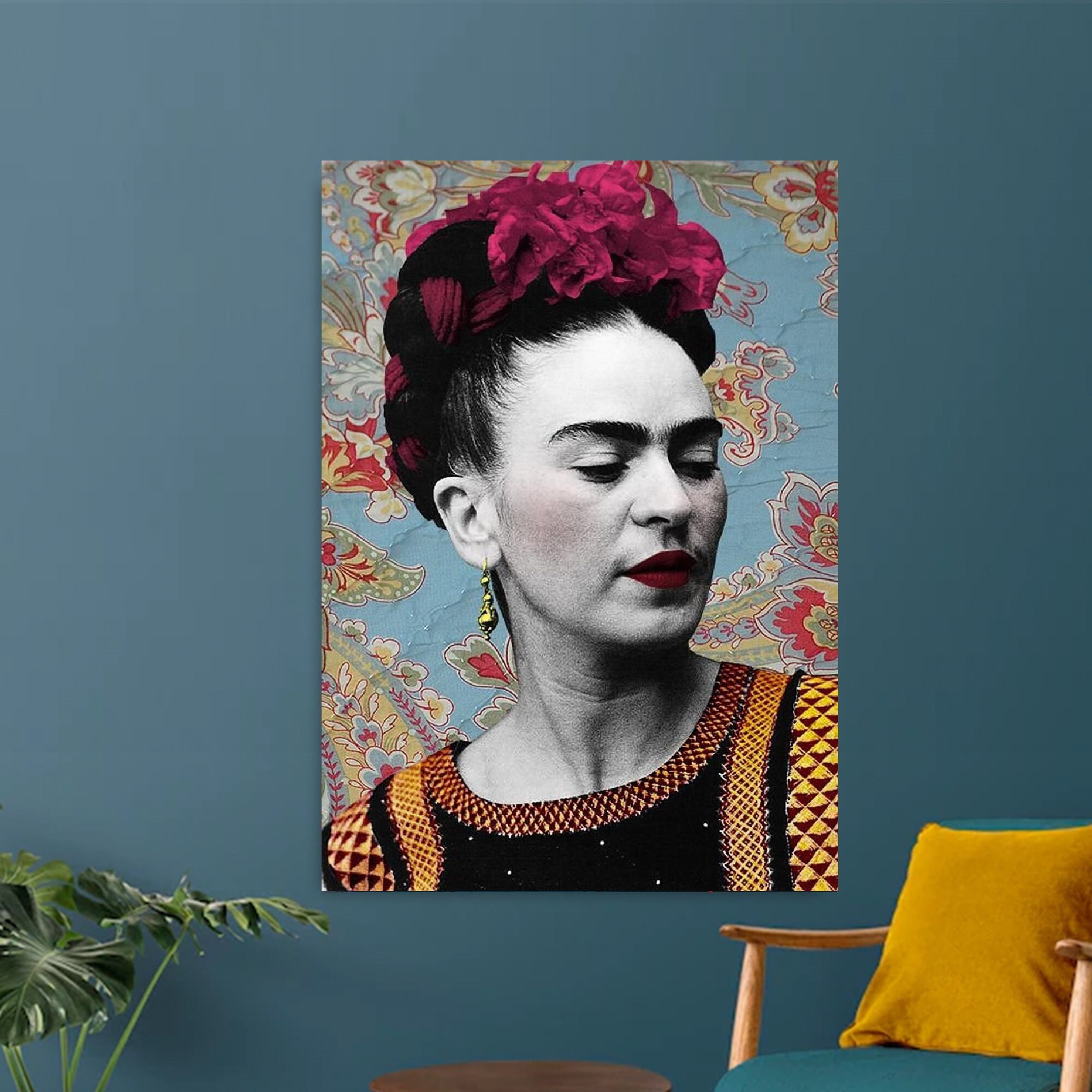 Frida Kahlo Colourful Self Portrait with flowers, Frida Kahl | Inspire ...