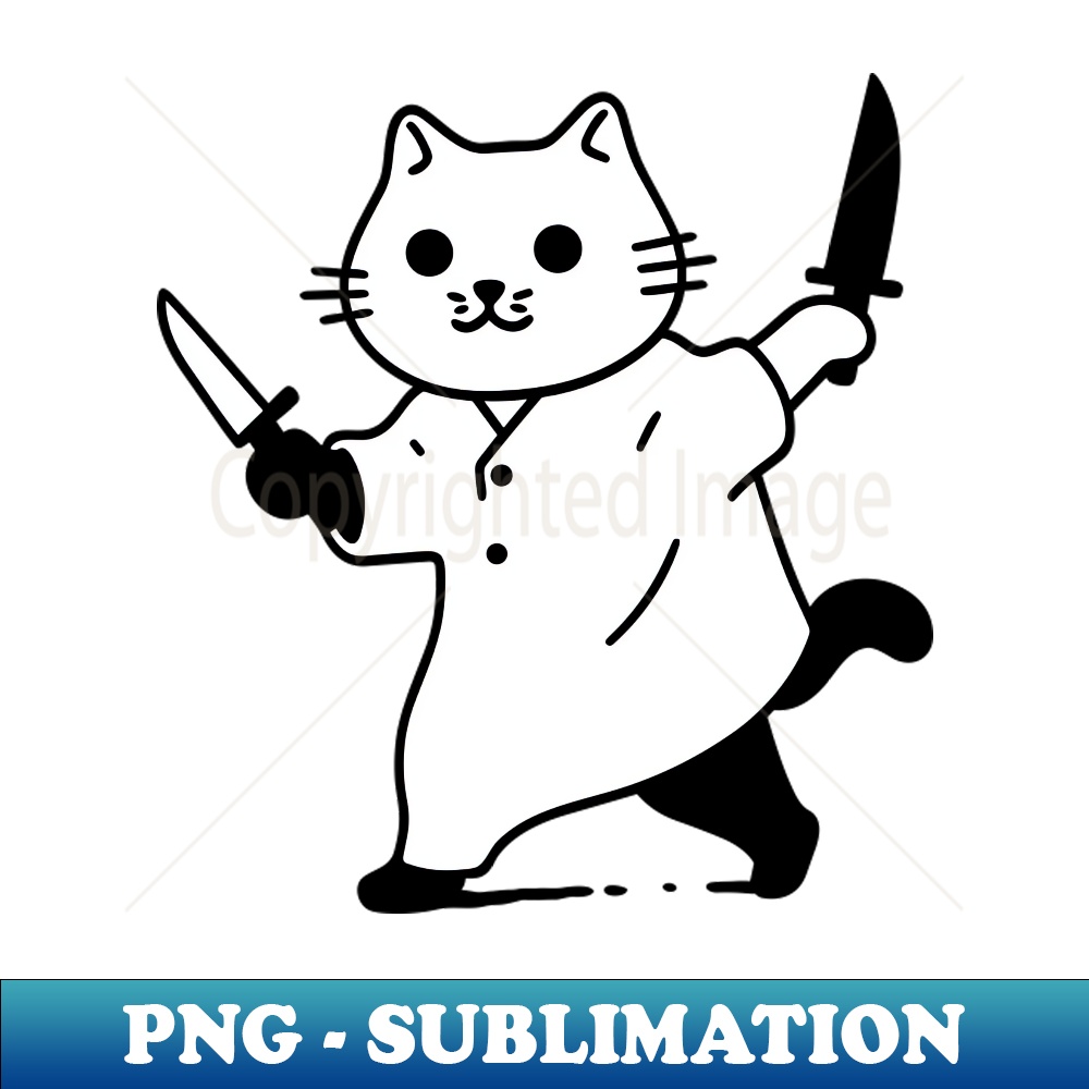 Funny White Cat Murderous Cat With Knife - Premium Sublimati | Inspire ...