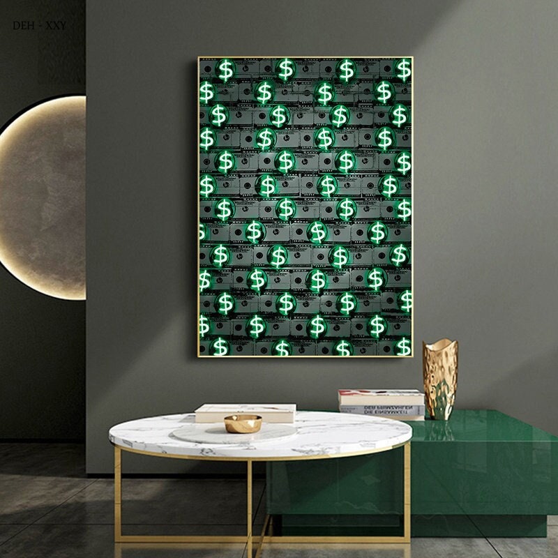 Inspirational Wall Art Pictures Neon Dollars Sign Posters Mo - Inspire ...