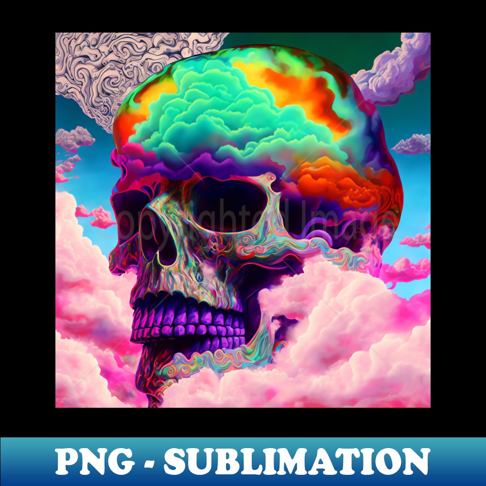 Skull Colorful Rainbow Clouds - High-Resolution PNG Sublimat | Inspire ...