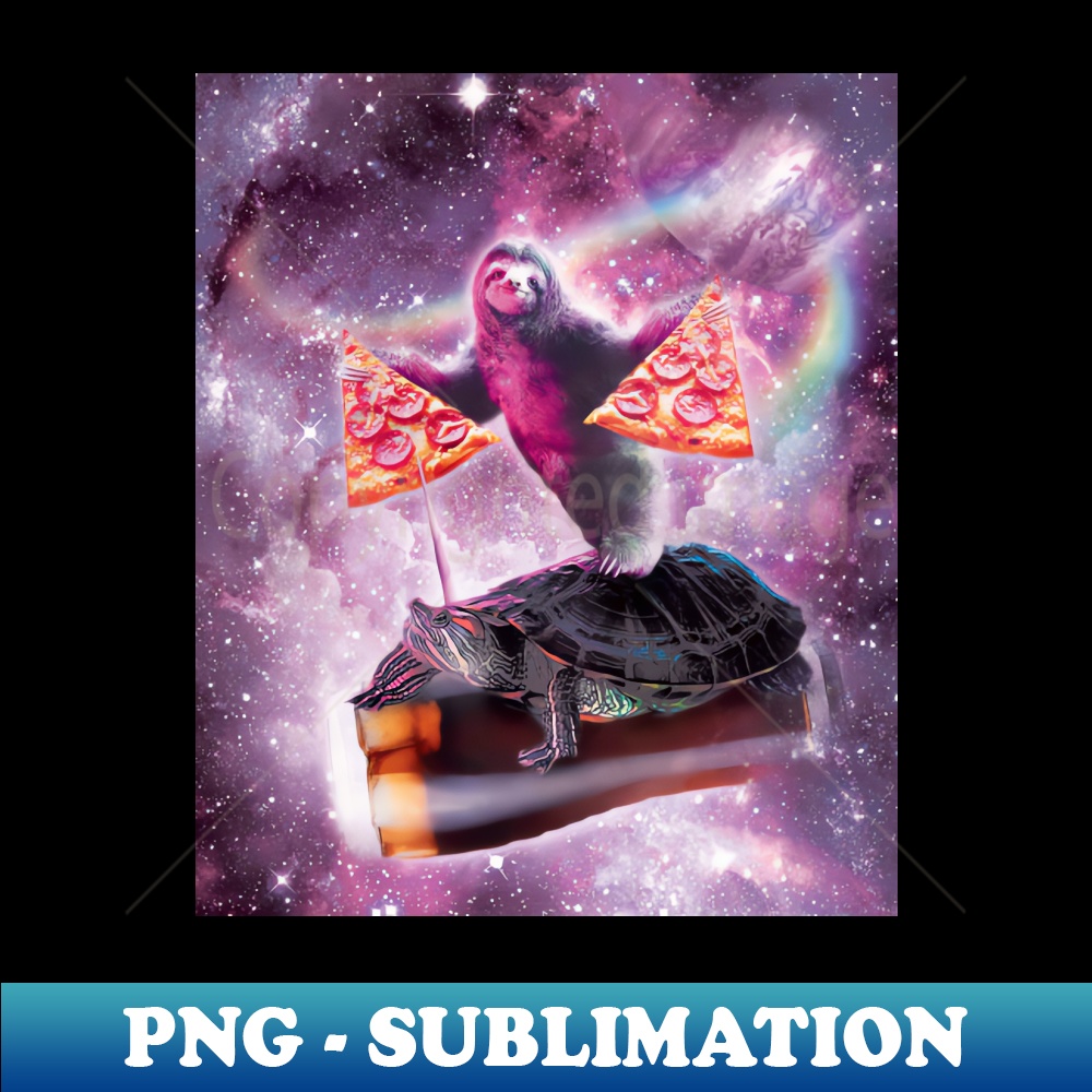 Sloth With Pizza Slices Riding Unicorn Turtle on Soda - Mode | Inspire ...