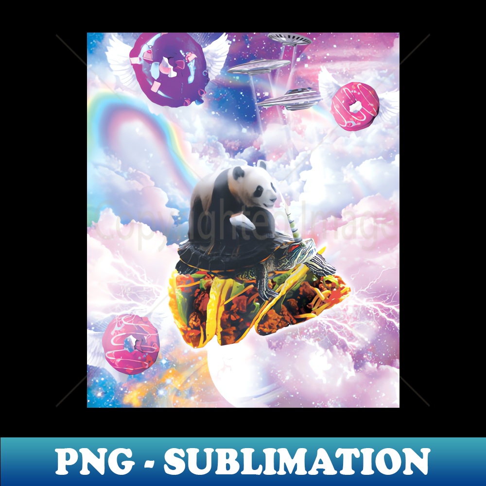 Panda Riding Unicorn Turtle on Taco in Donuts Heaven - Moder | Inspire ...