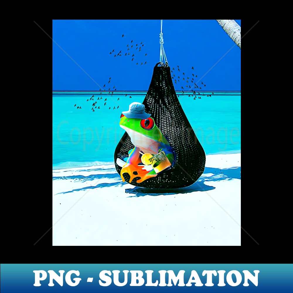 Red-Eyed Eye Tree Frog On Beach - Instant Sublimation Digita - Inspire ...