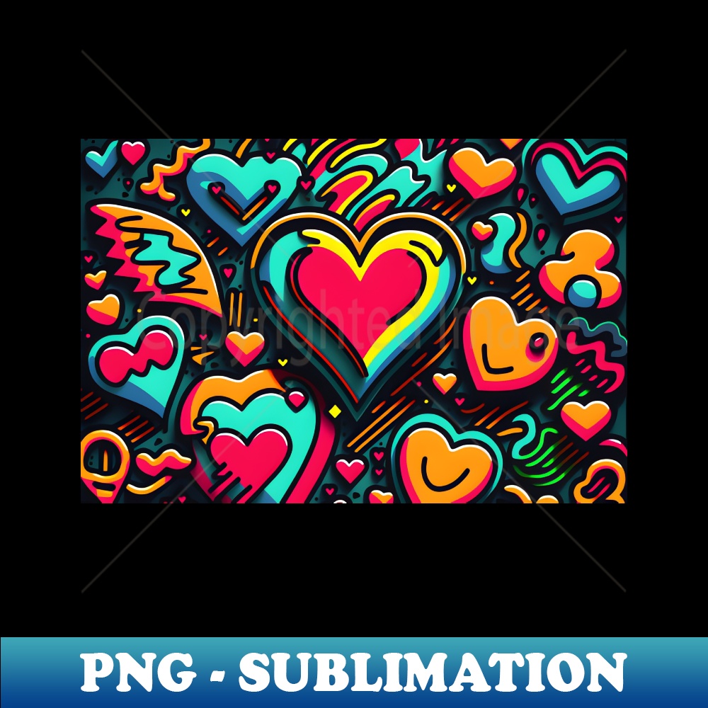 Cool neon modern art hearts pattern bright and colorful perf | Inspire ...