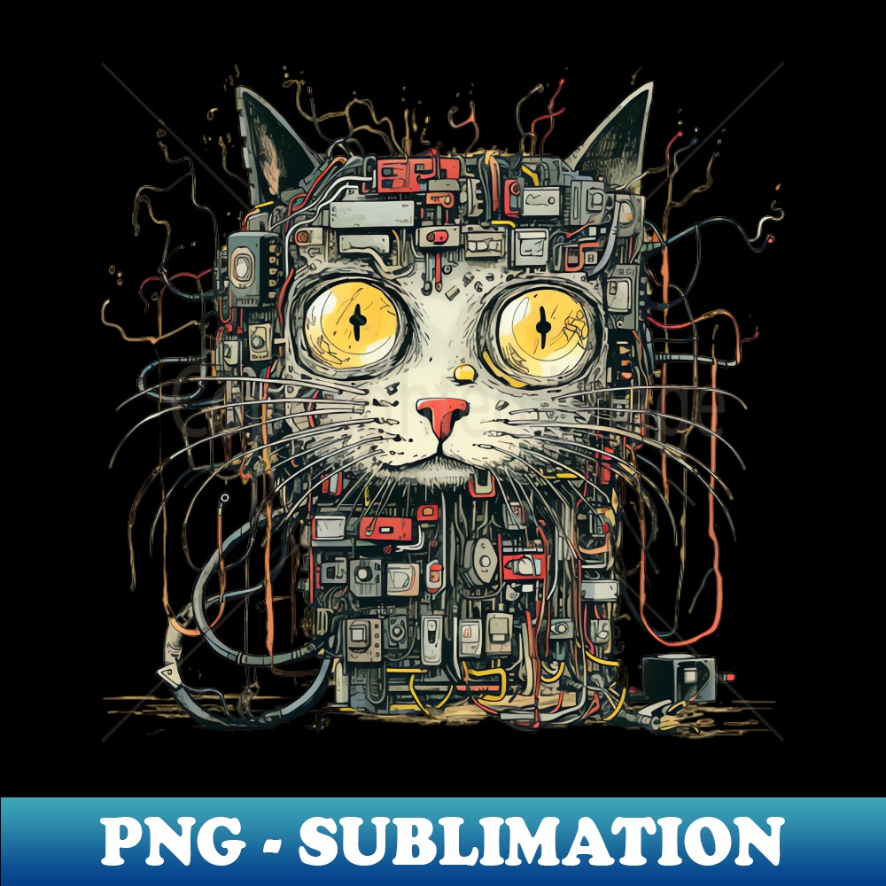 Futuristic Cyber Cat Cyberpunk - PNG Transparent Digital Do | Inspire ...