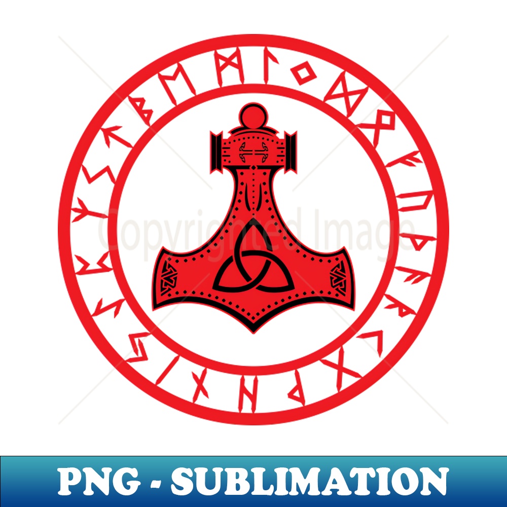Mjolnir Rune Circle Red - Instant PNG Sublimation Download | Inspire Uplift