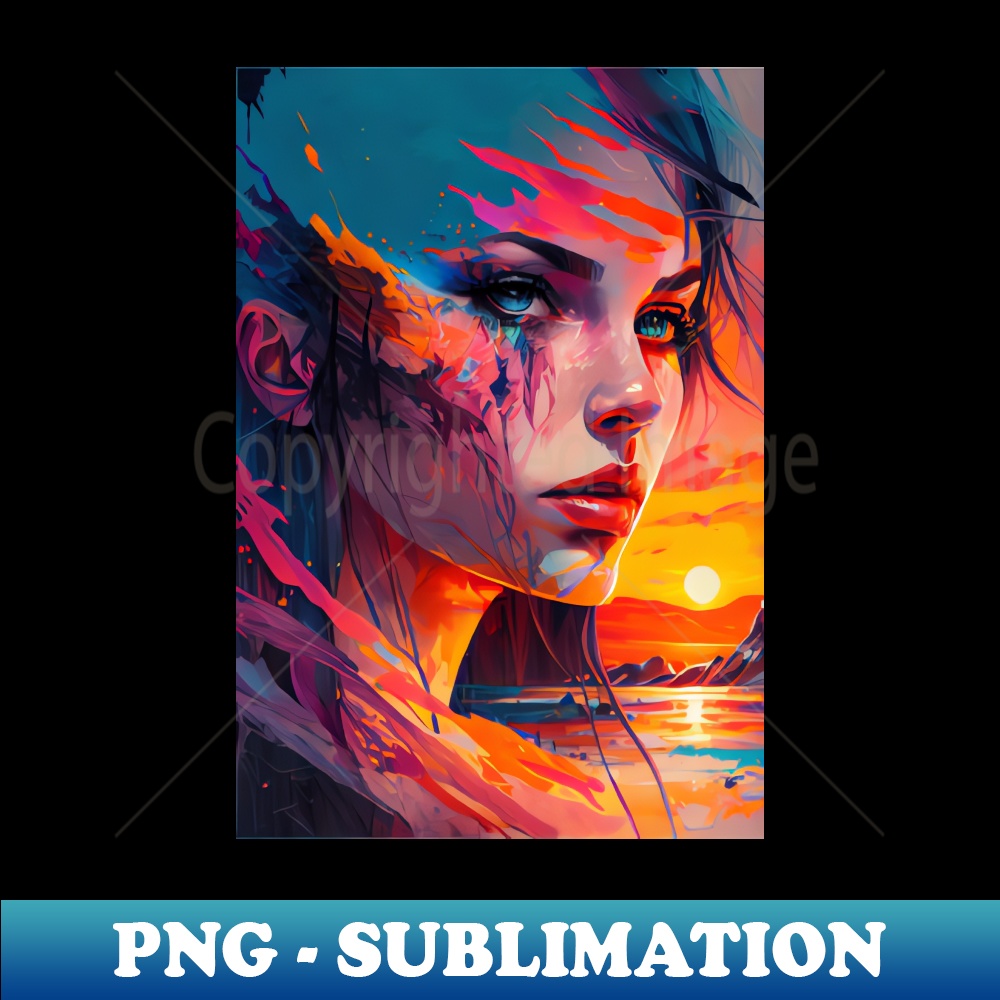 Beautiful Girl Abstract Art with Setting Sun - Digital Subli | Inspire ...