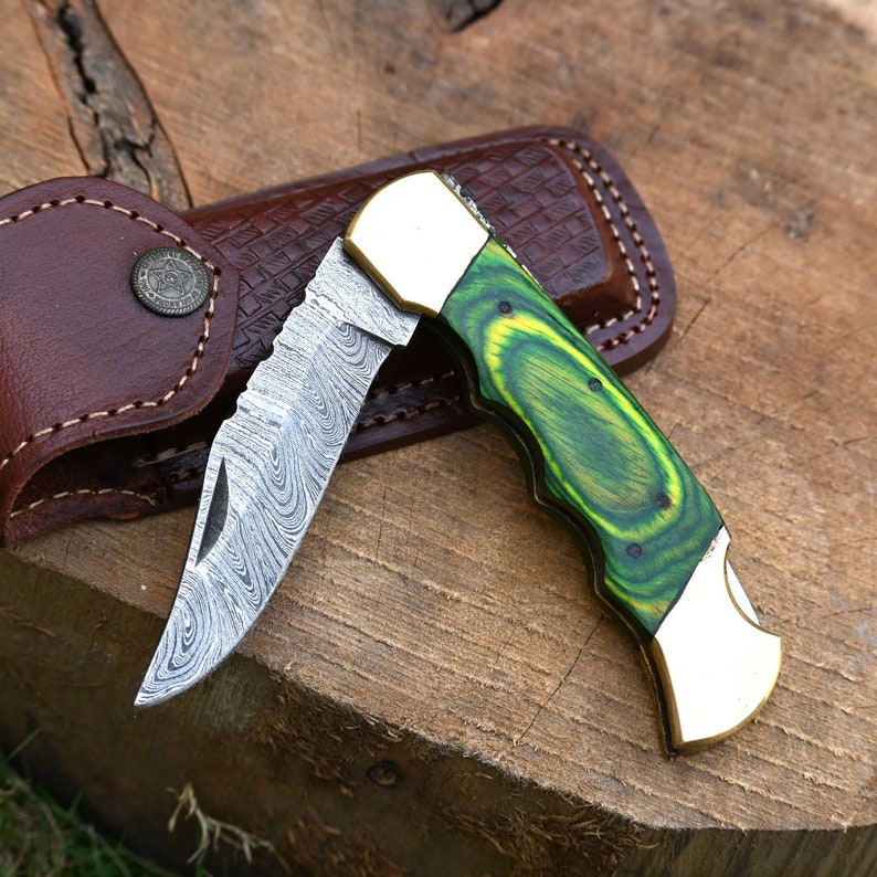 Folding Knife | Wood Handle | Damascus Blade | Pocket Knives | Inspire ...