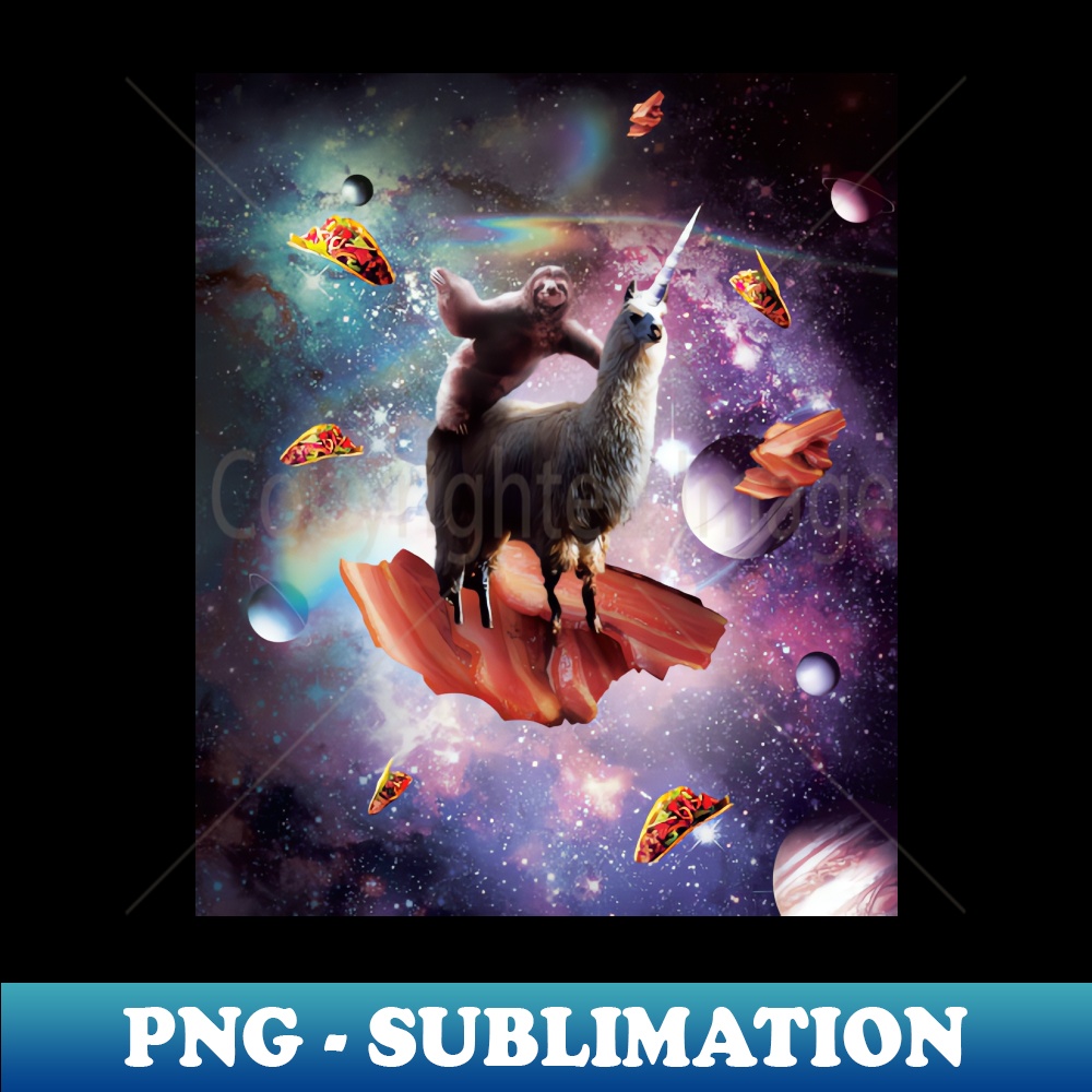 Sloth Riding Unicorn Llama on Bacon in Cosmos - Special Edit | Inspire ...
