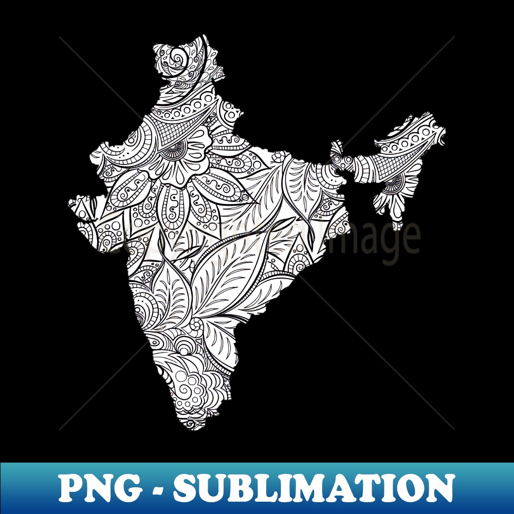 Mandala art map of India with text in white - PNG Transparen | Inspire ...