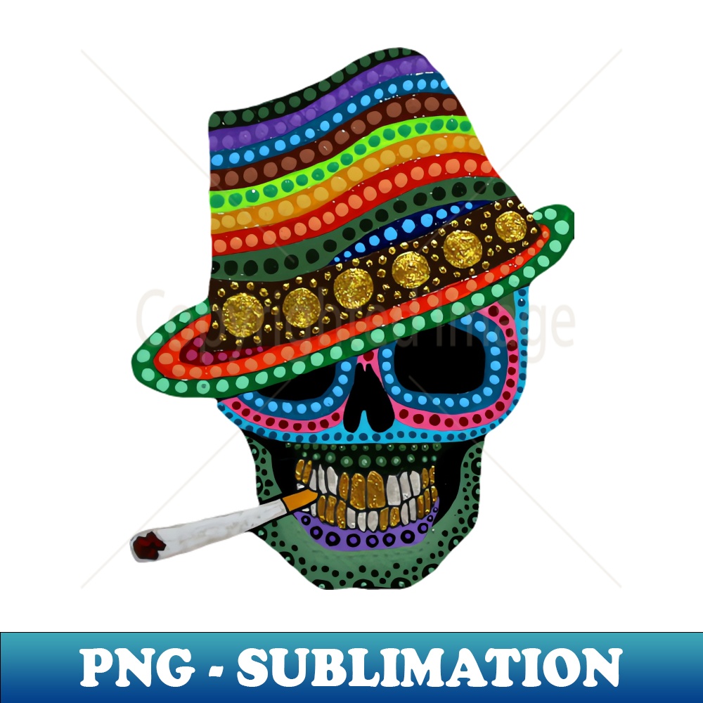 Smoking Love Skull Tattoo Skulls Acid Henna skull with Hat | Inspire Uplift