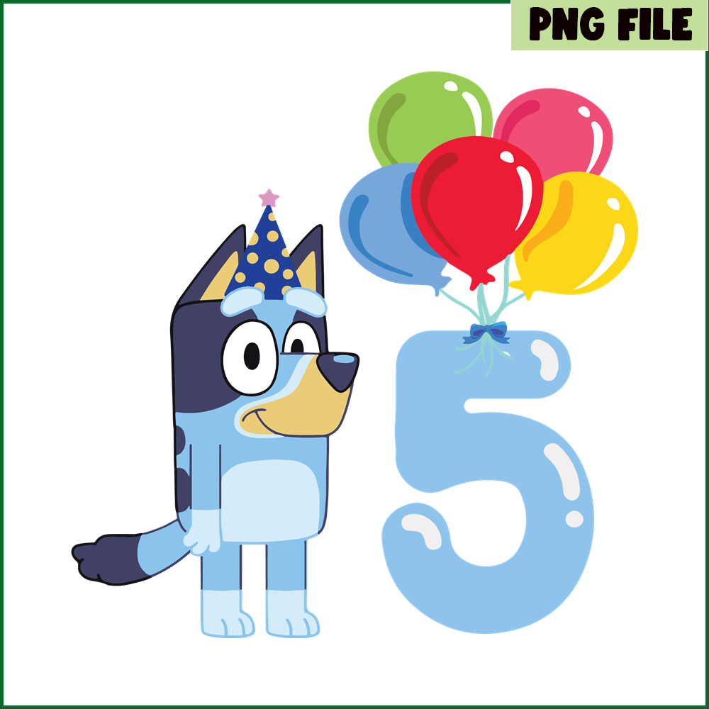 Bluey birthday 5 svg | Inspire Uplift