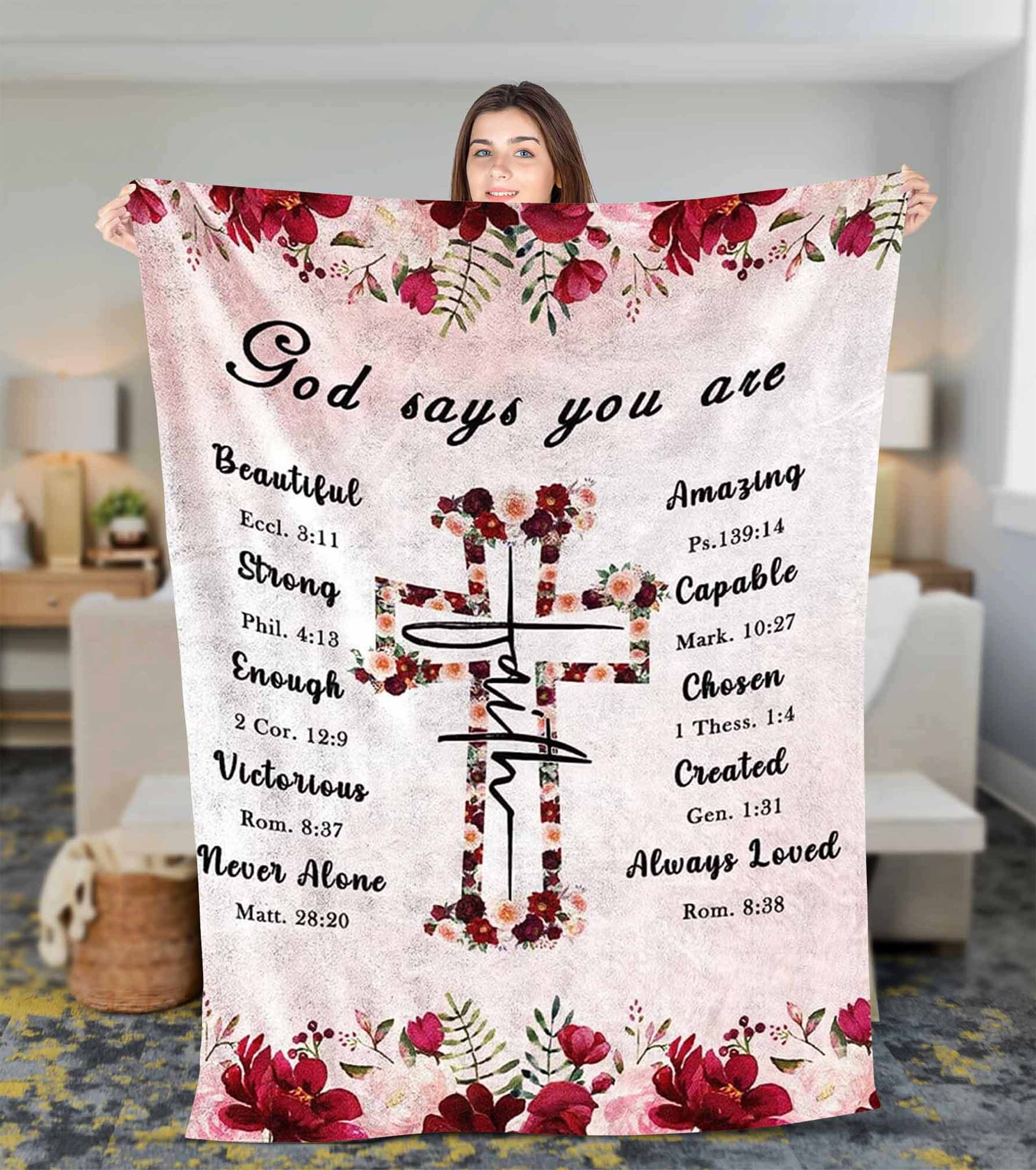 Christian Throw, God says you are Bible verse Fleece Sherpa | Inspire ...