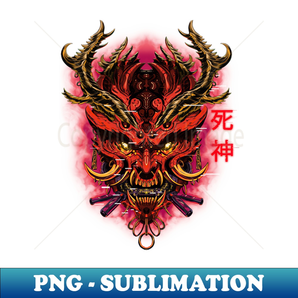 Red and Gold Cyber Oni - Trendy Sublimation Digital Download | Inspire ...