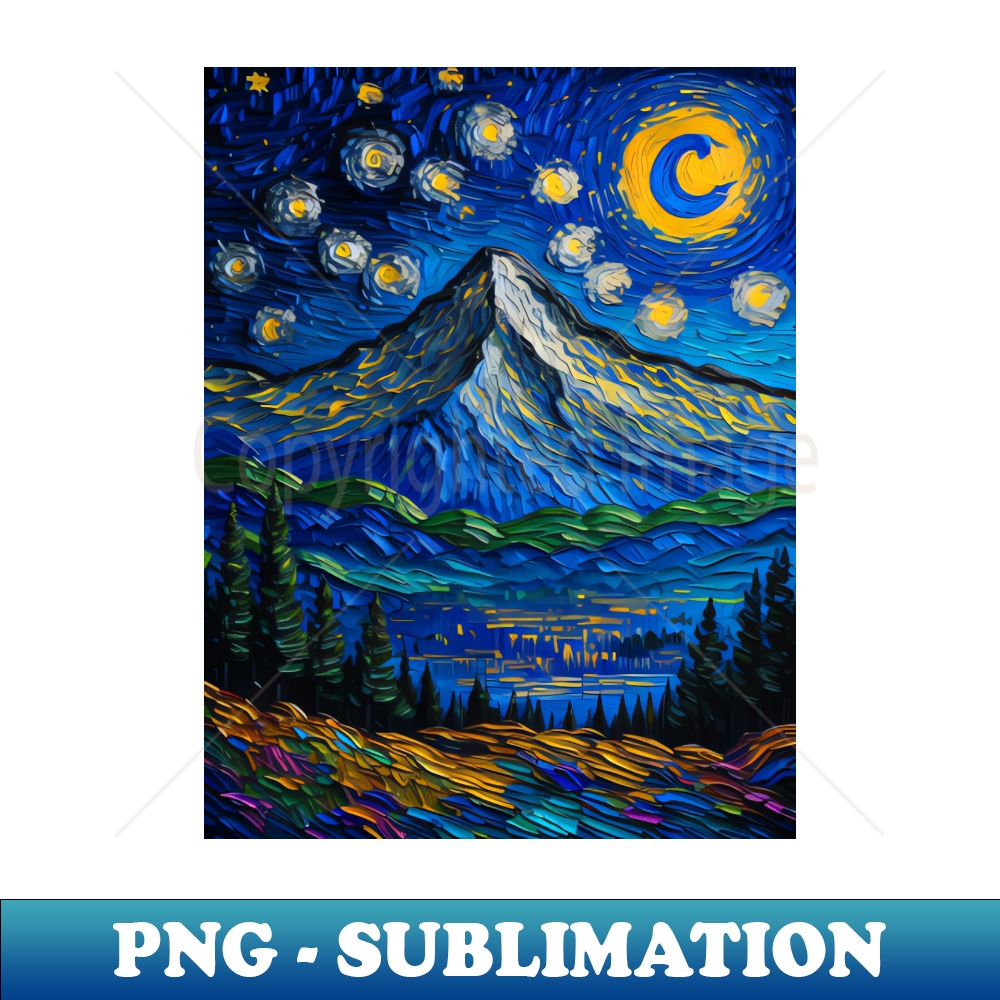 Fuji Mountain in Starry Night Gogh style - PNG Sublimation D | Inspire ...