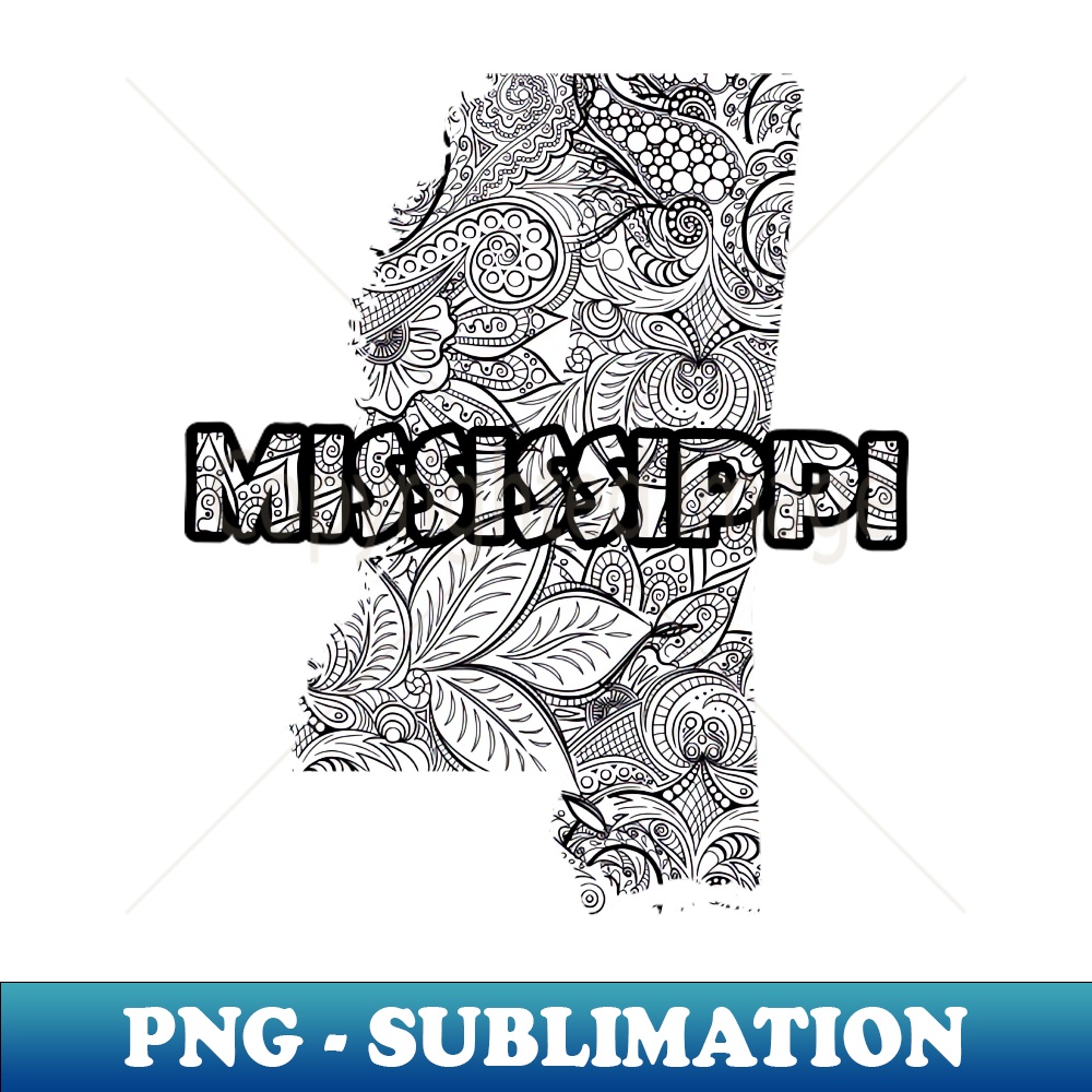 Mandala art map of Mississippi with text in white - Premium - Inspire ...