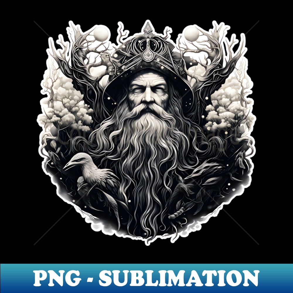 Odin with ravens Midgard ink tattoo - Sublimation-Ready PNG | Inspire ...