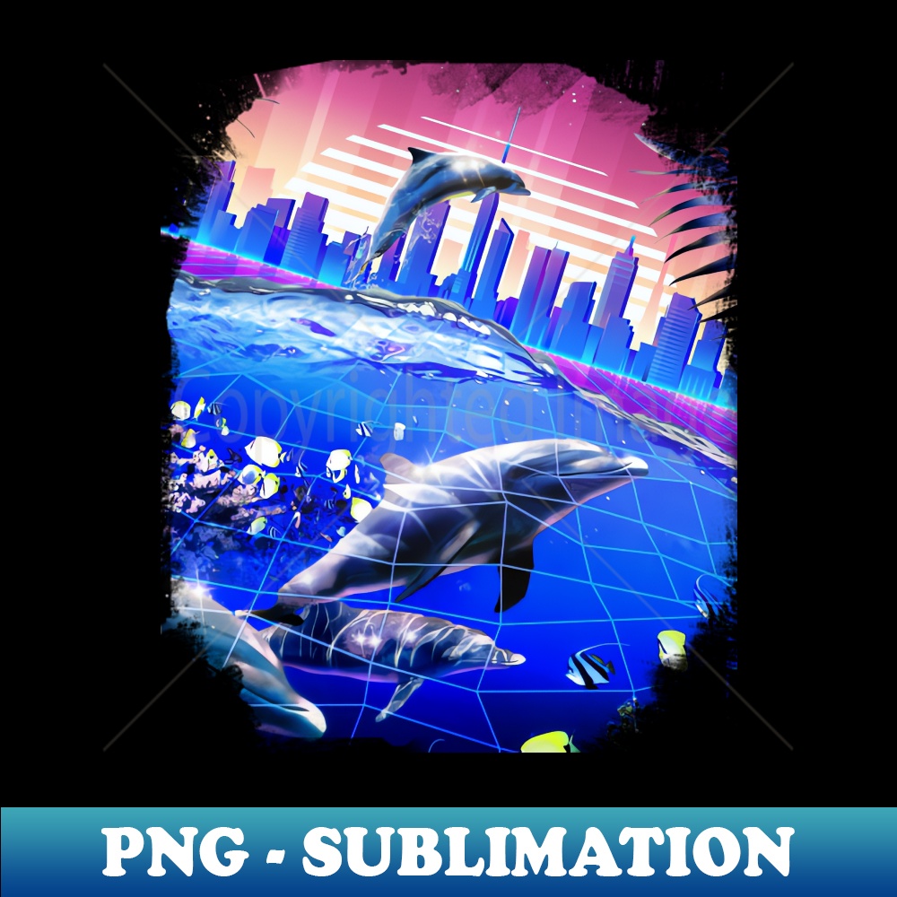 Synthwave Dolphin - PNG Transparent Sublimation File - Revol | Inspire Uplift