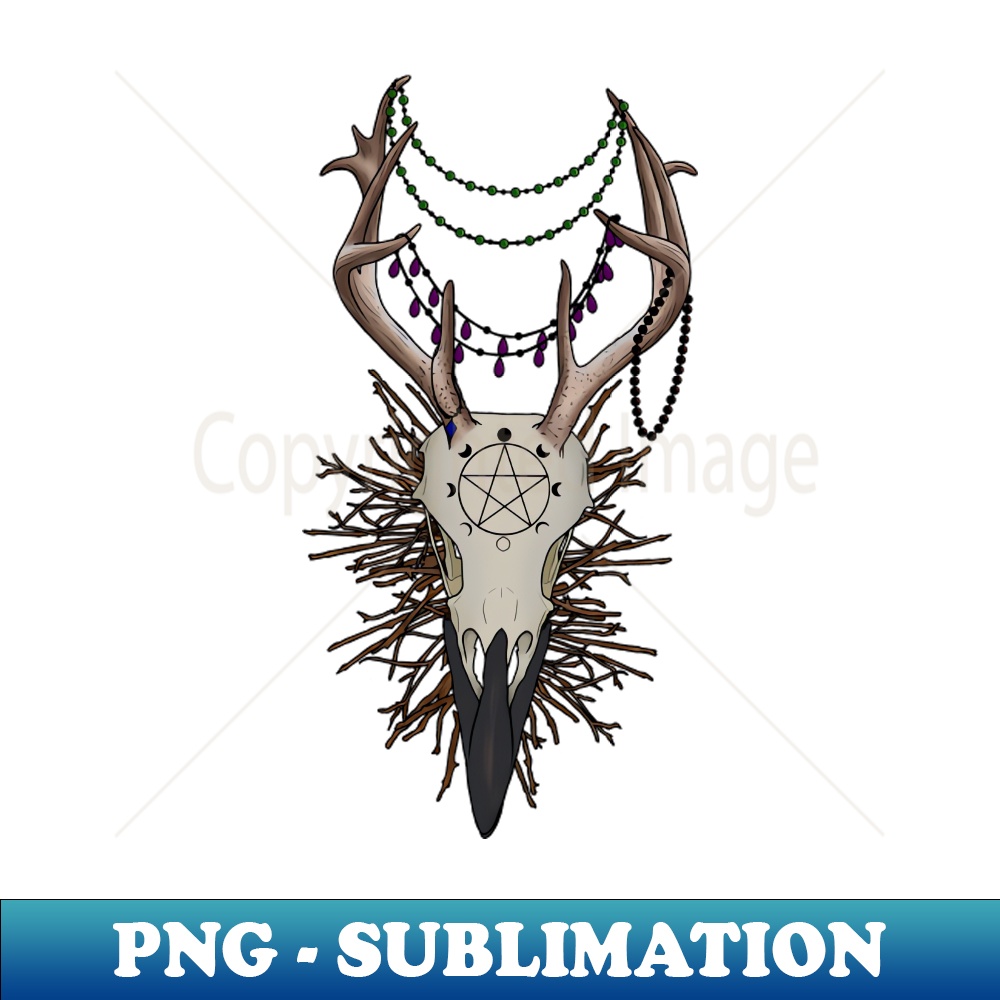 Color Raven with Antlers with a Pentagram and Jewelry - Arti | Inspire ...