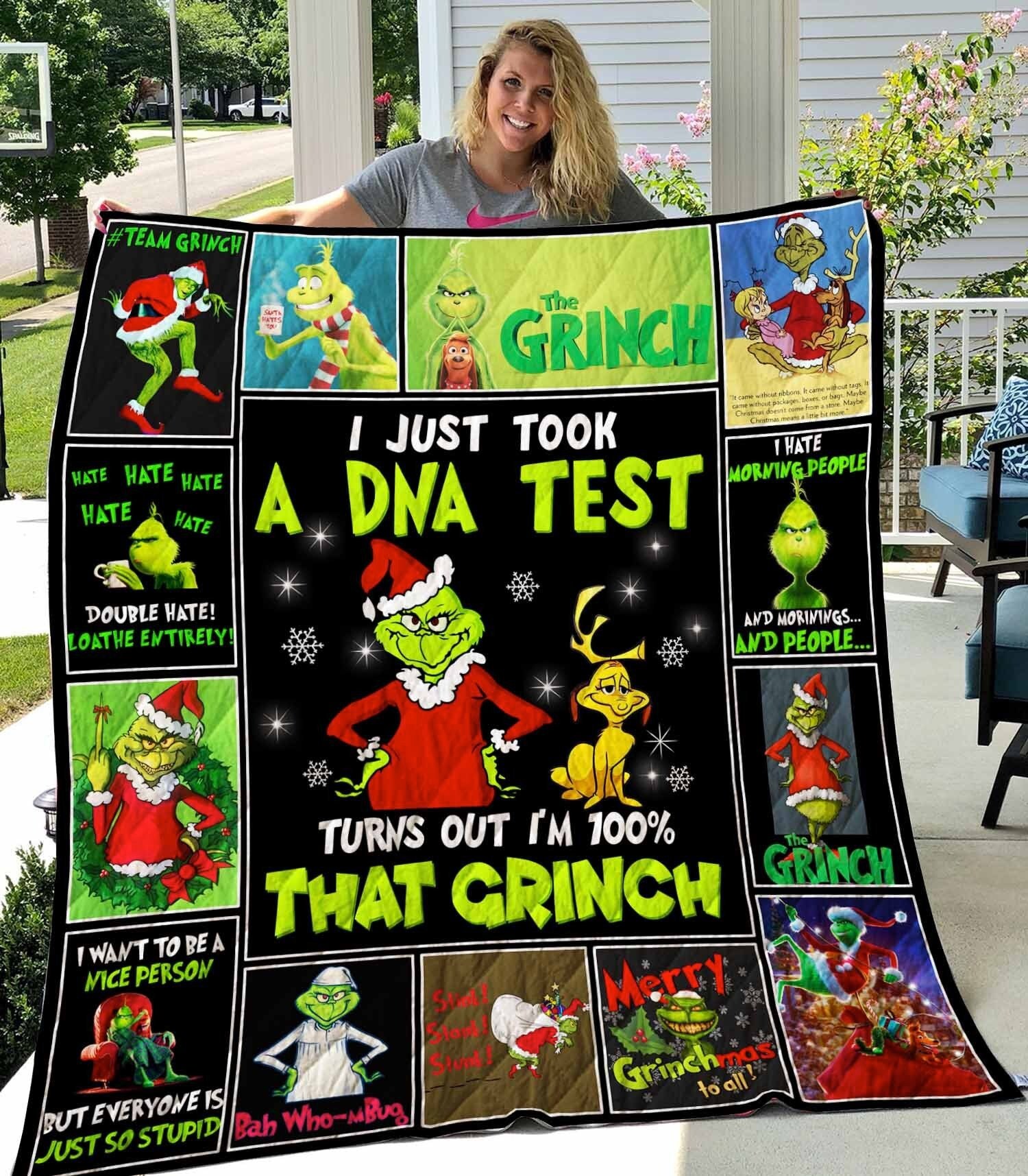 I Just Took A DNA Test Grinch Christmas Fleece Blanket, Chri - Inspire ...