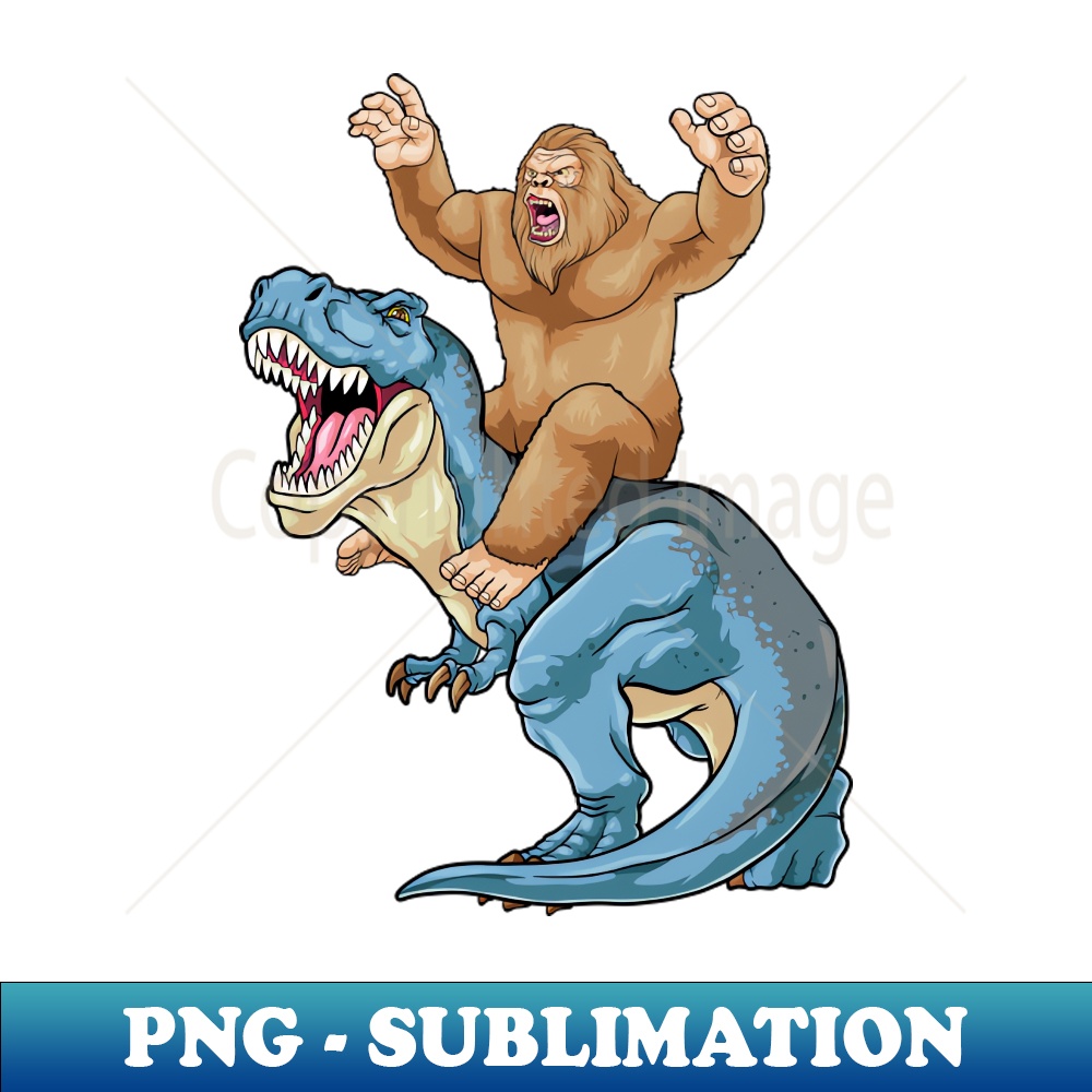 Bigfoot Riding Dinosaur - PNG Transparent Sublimation Design - Inspire ...