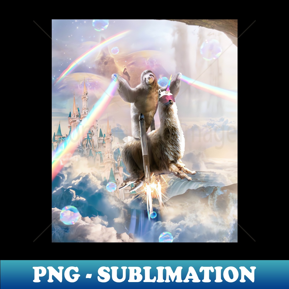 Rainbow Laser Sloth On Llama Unicorn In Space - Creative Sub - Inspire ...