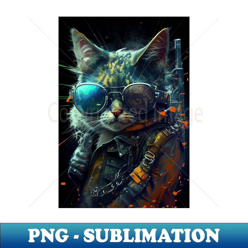 Cyber Cat - Vintage Sublimation PNG Download - Perfect for S - Inspire ...