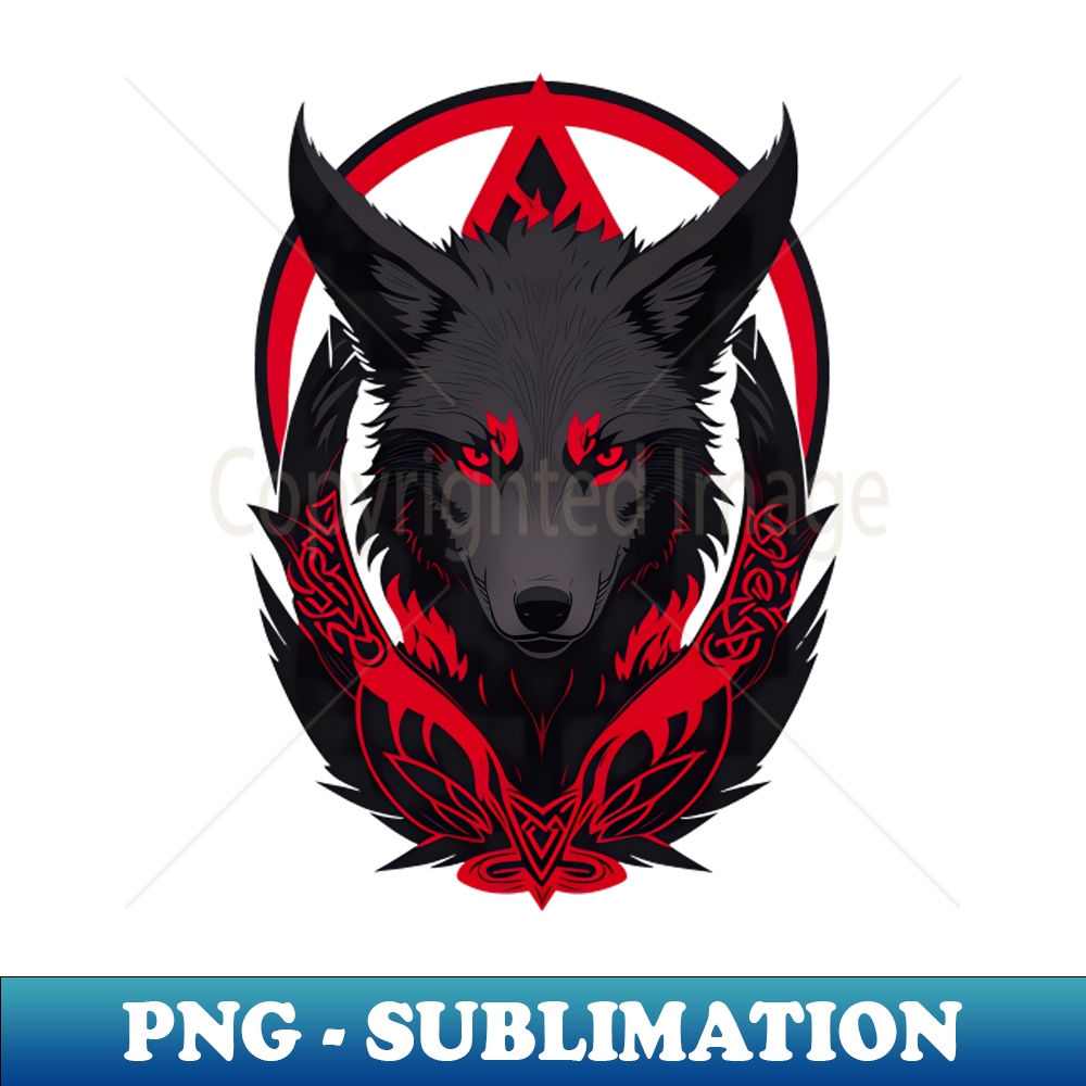 Celtic Elegance Red and Black Wolf Head with Fiery Eyes - Ae | Inspire ...
