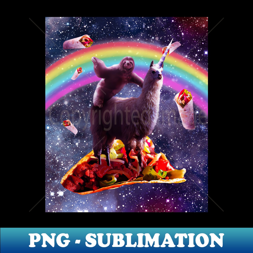 Sloth Riding Unicorn Llama on Burrito - Instant PNG Sublimat | Inspire ...