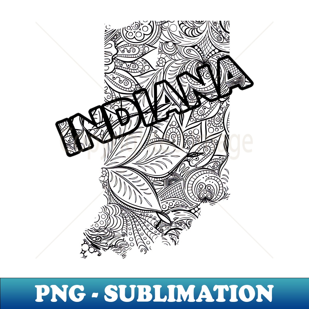 Mandala art map of Indiana with text in white - Unique Subli | Inspire ...