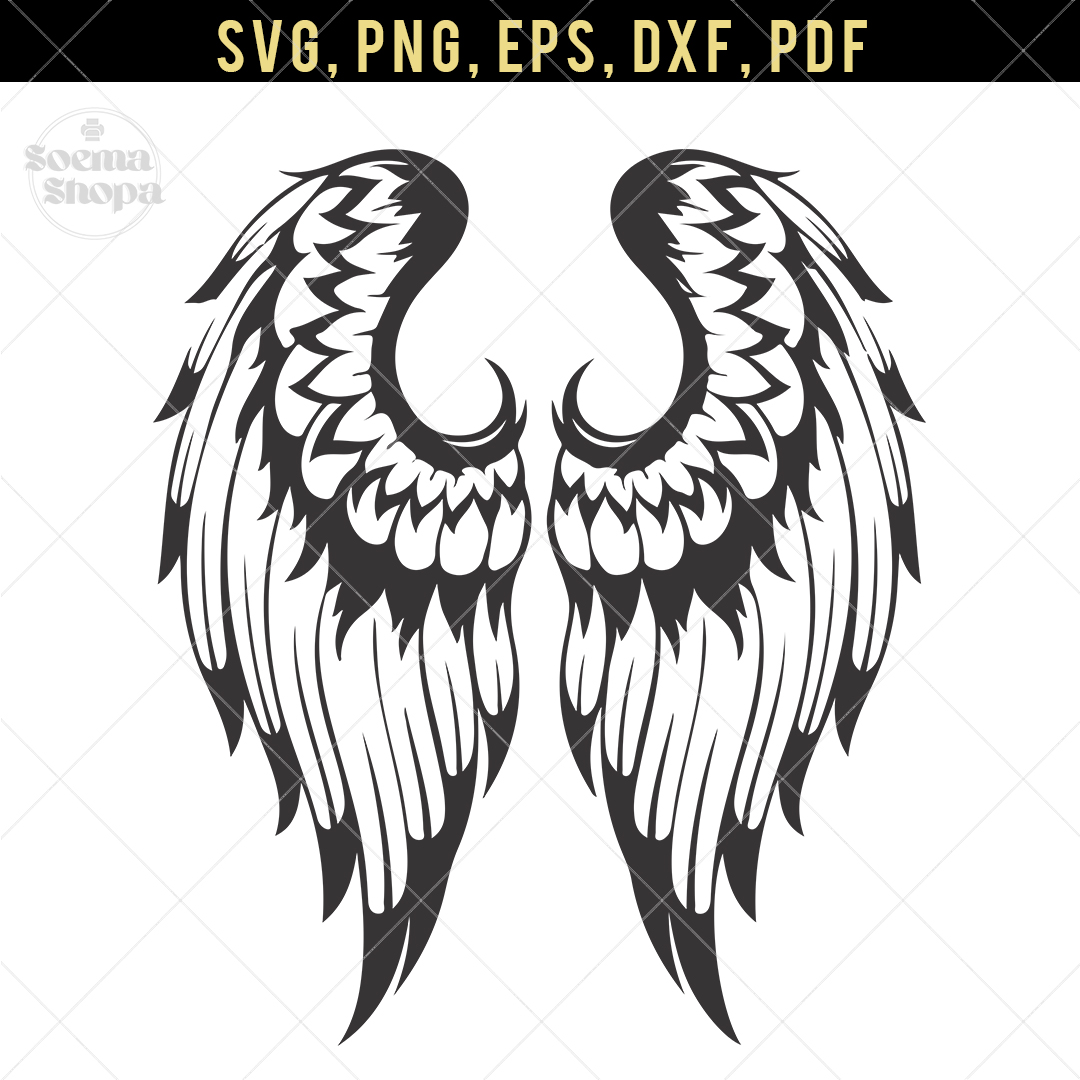 Angel Wings Silhouette Graphics SVG Decal Shirt, SVG Clipart | Inspire ...