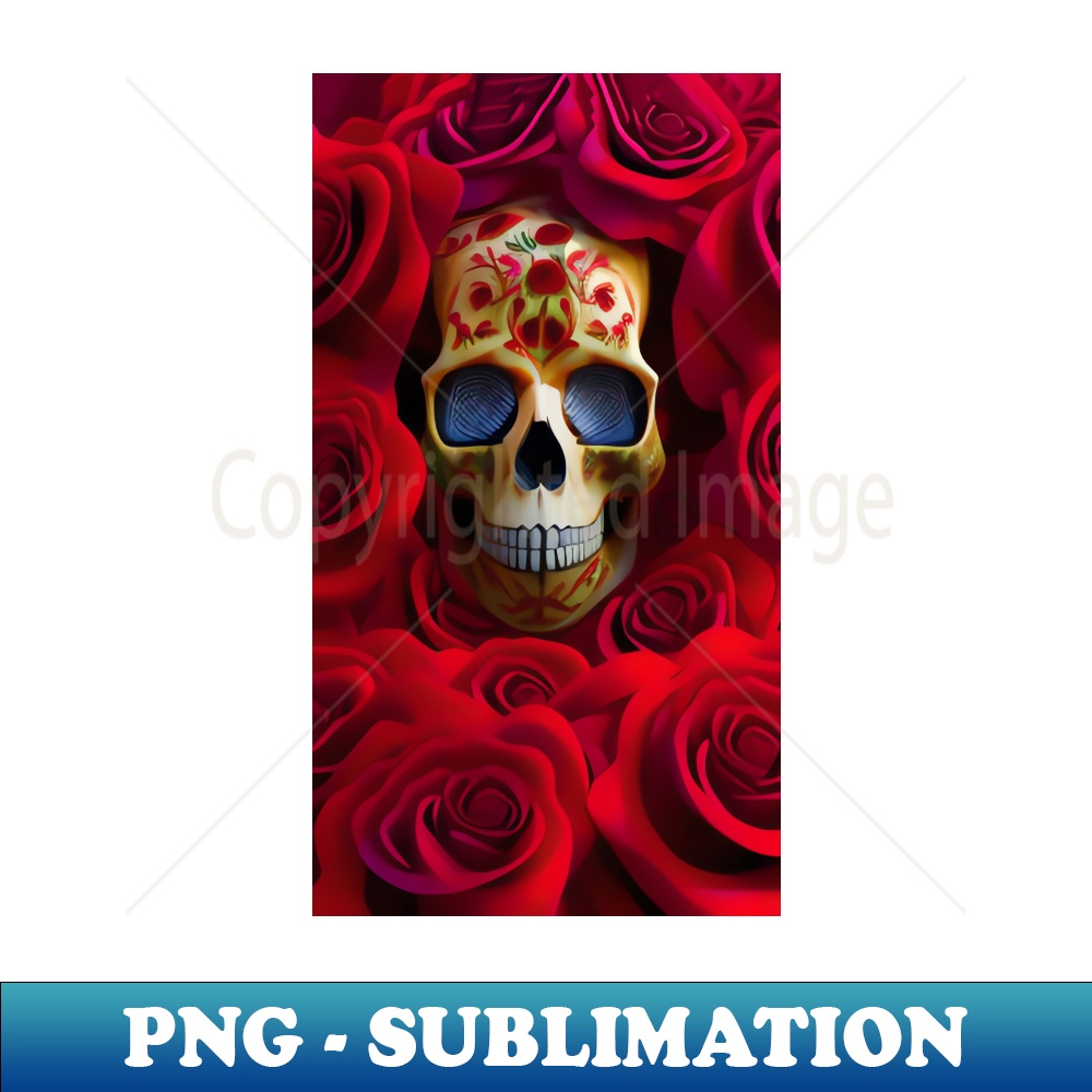 Cool Skull and Red Roses - High-Resolution PNG Sublimation F | Inspire ...
