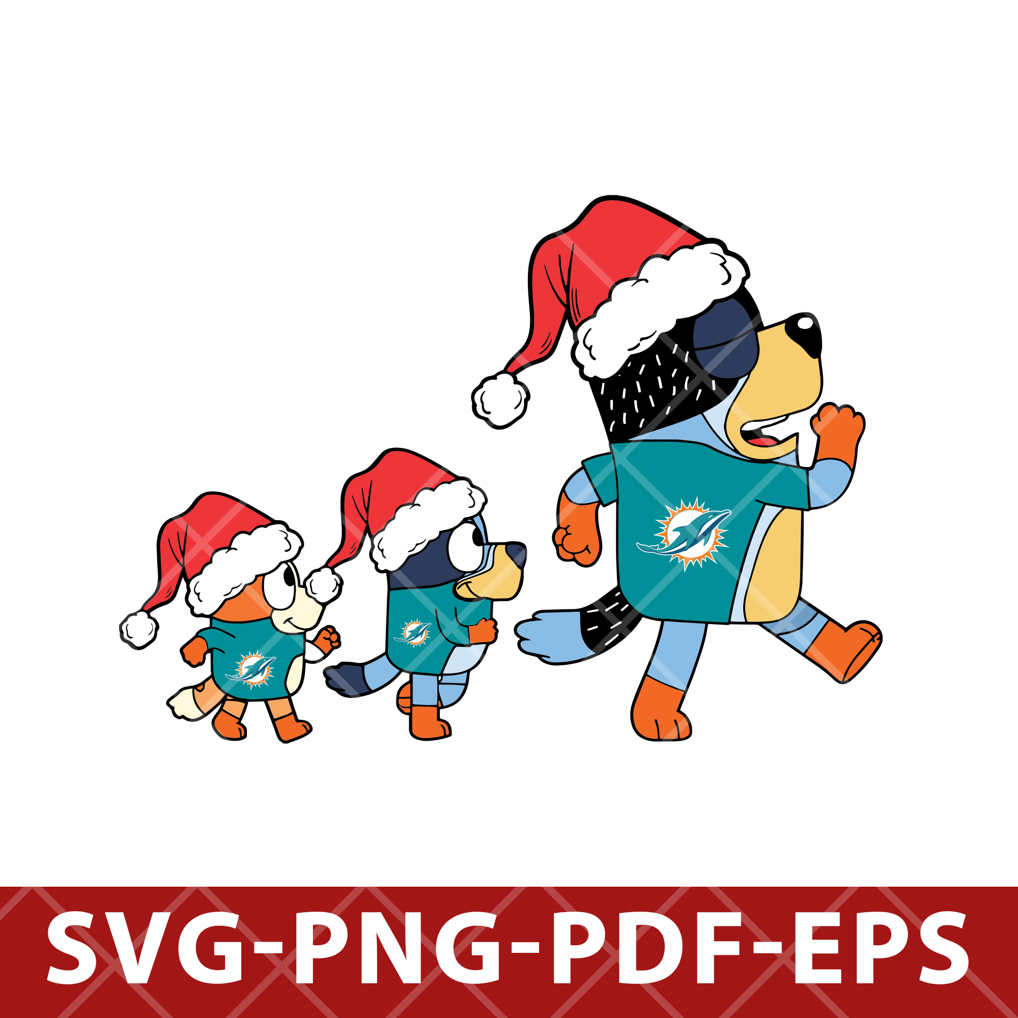 Miami Dolphins_Bluey-002,Bluey christmas,SVG,DXF,EPS,PNG,dig | Inspire ...