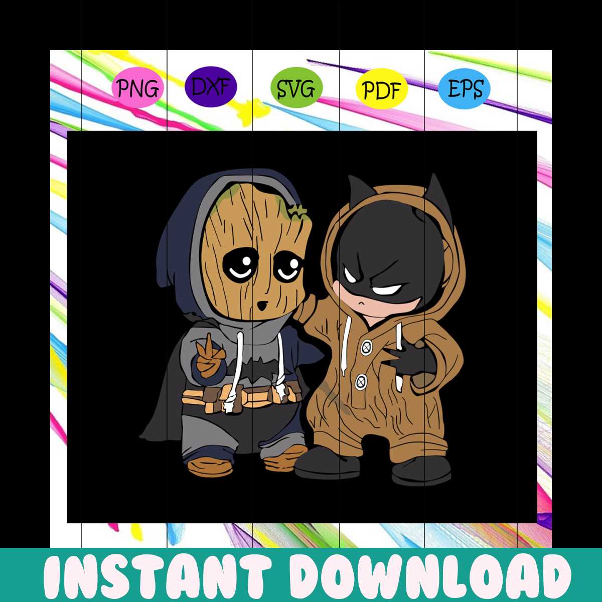 The groot and batman wearing hoodies, groot svg, groot gift, | Inspire ...