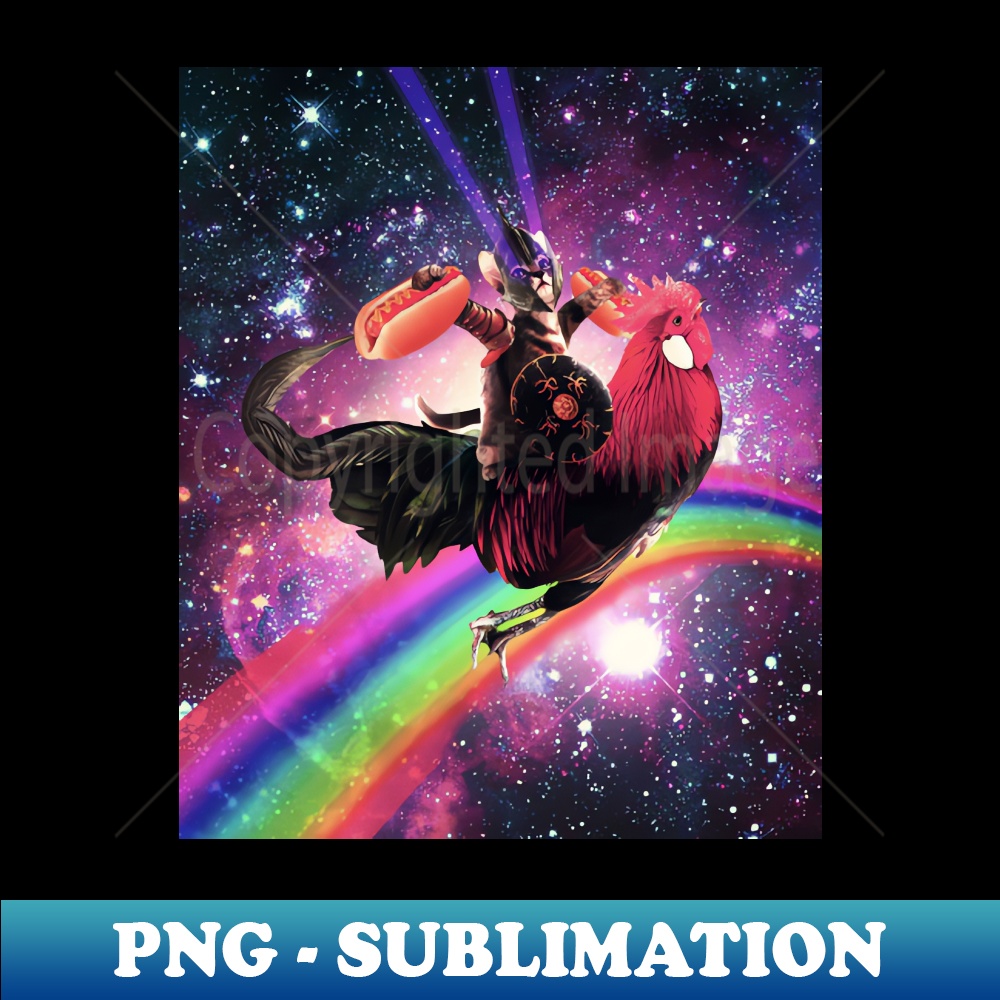 Laser Eyes Warrior Cat Riding Rooster In Space Hot Dog - Pre | Inspire ...