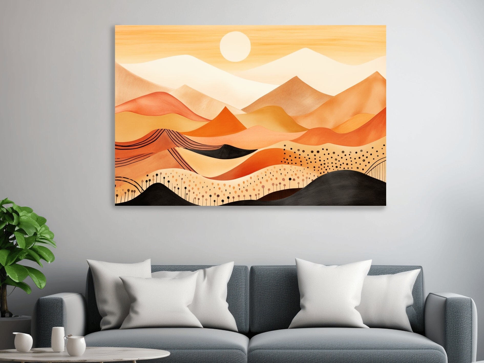 Orange mountain landscape patterns at sunset ,Canvas wrapped | Inspire ...
