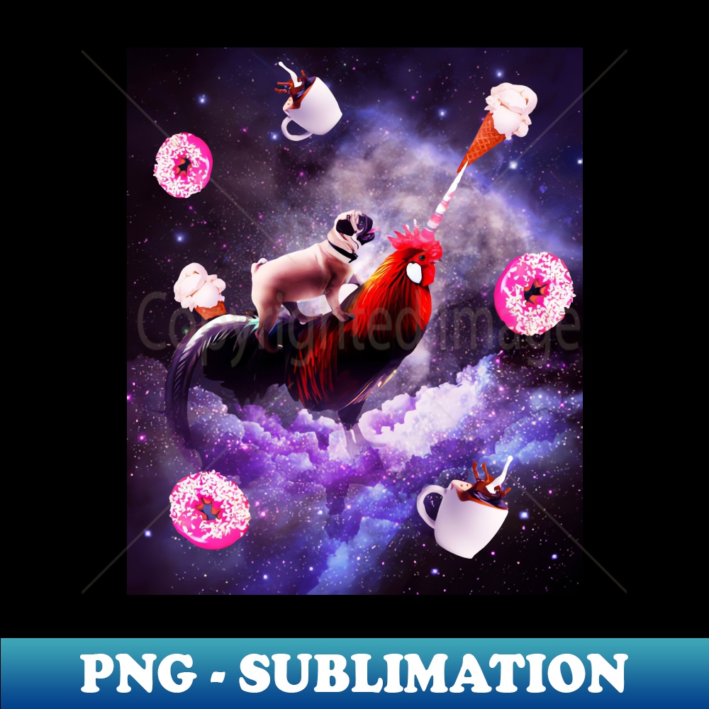 Pug Riding Unicorn Rooster in the Sweet Universe - Creative | Inspire ...