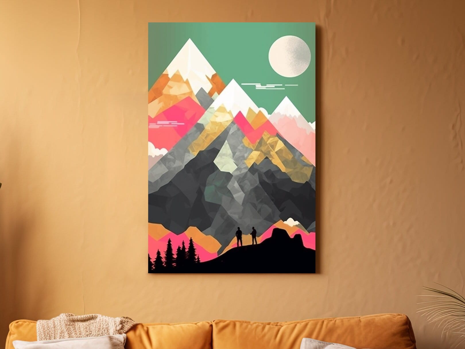Simple flat colour 2d mountain art, colourful mountain range | Inspire ...