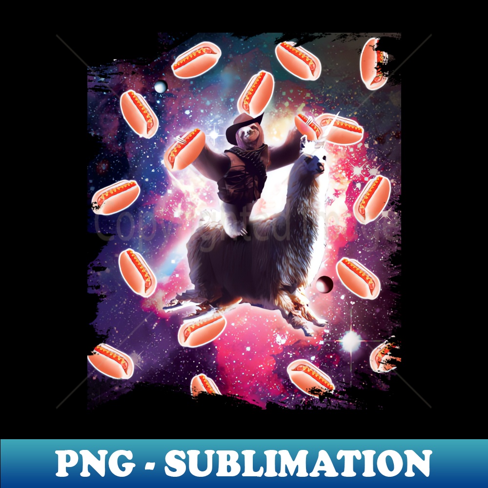 Cowboy Space Sloth On Llama Unicorn - Hot-Dog - Professional - Inspire ...