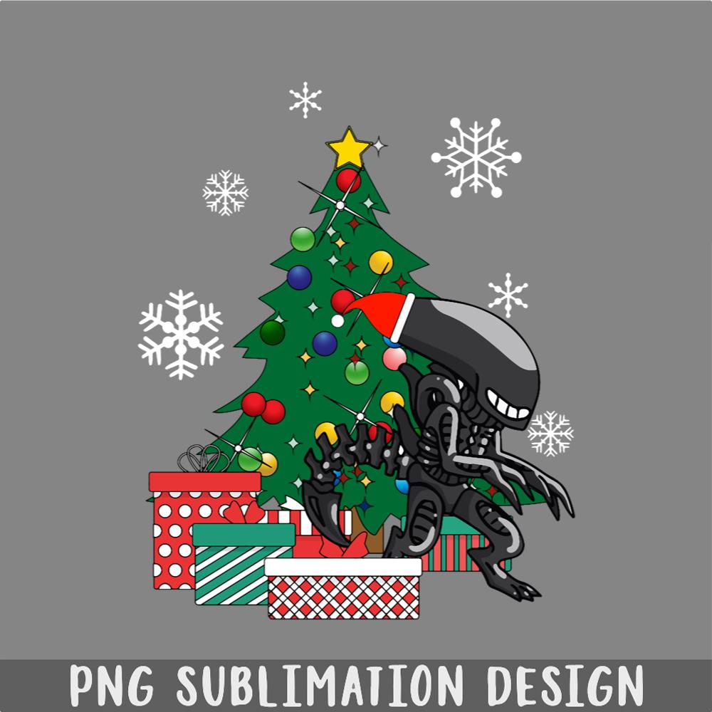 Alien Xenomorph Around The Christmas Tree PNG, Christmas PNG | Inspire ...