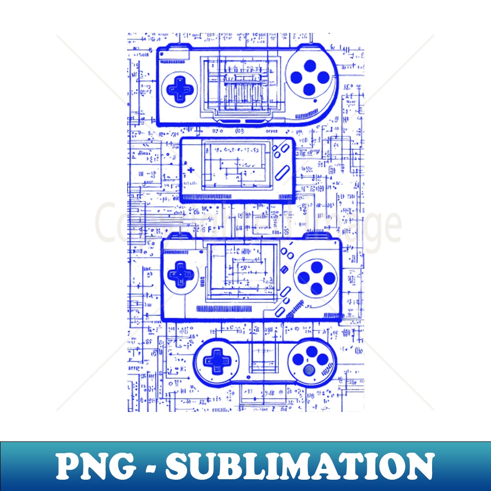 Blue Handheld Gaming Controller Da Vinci Blueprint - Decorat - Inspire ...