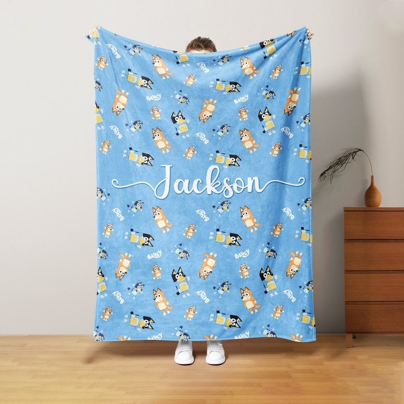 Personalized Bluey Blanket, Bluey Family Soft Cozy Sherpa Fl | Inspire ...