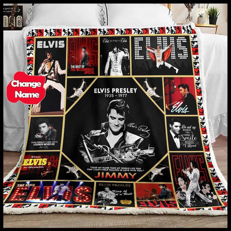 Personalized Elvis presley Fleece Blanket, King Of Rock and | Inspire ...
