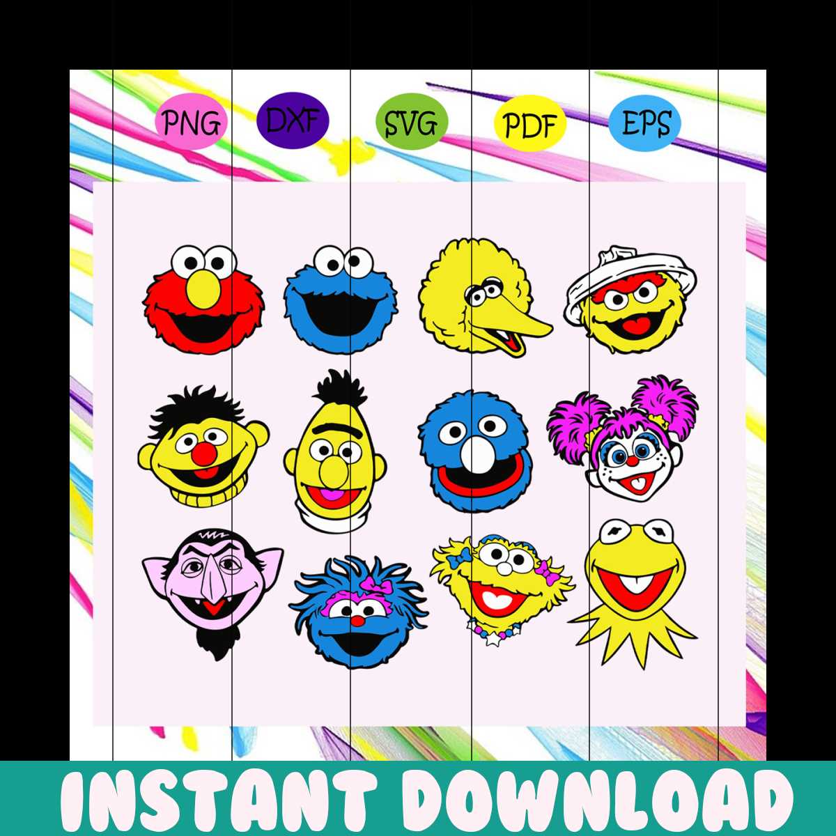 Sesame street face head bundle, sesame street svg, elmo face | Inspire ...
