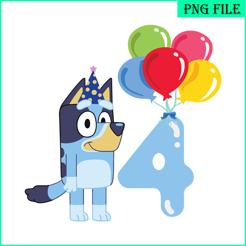 Bluey birthday 4 svg | Inspire Uplift