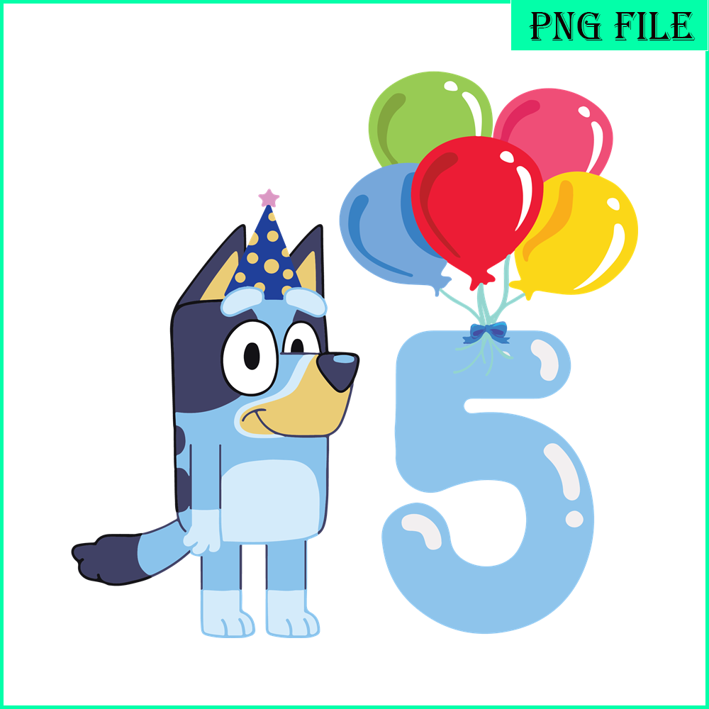 Bluey birthday 5 svg | Inspire Uplift