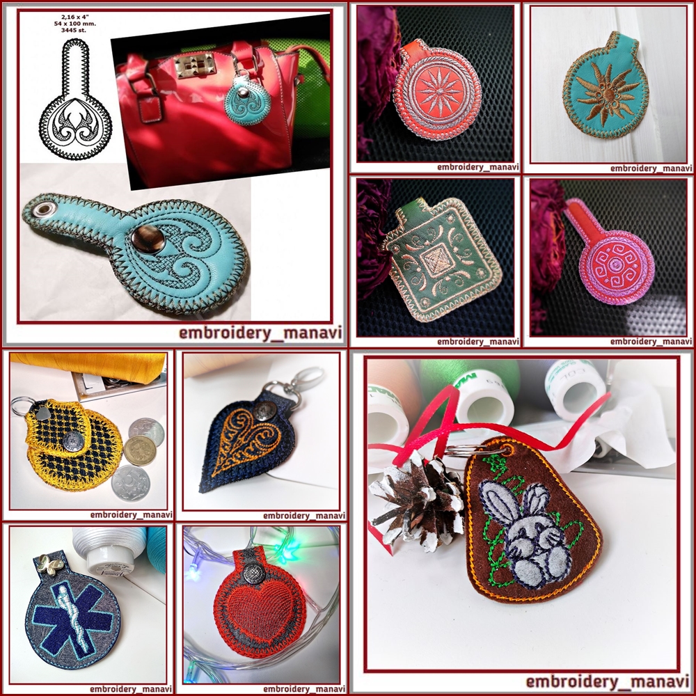 In the hoop embroidery bundles of 10 designs keychain - Inspire Uplift