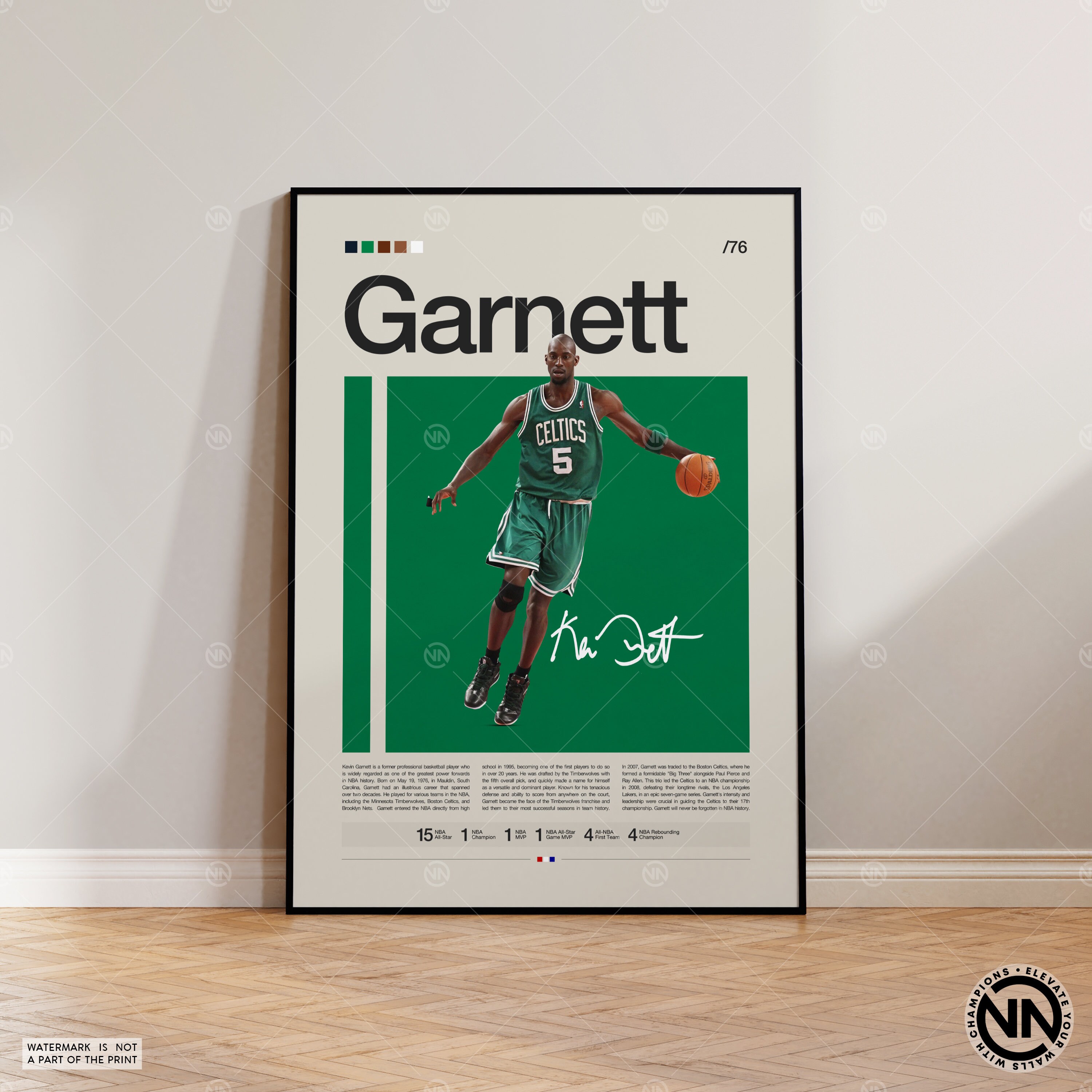 Kevin Garnett Poster, Boston Celtics Poster, NBA Poster, Spo - Inspire ...